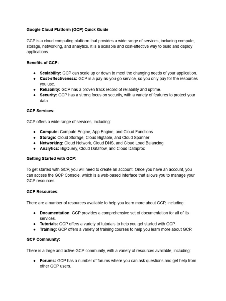 Google Cloud Platform (GCP) Quick Guide | PDF