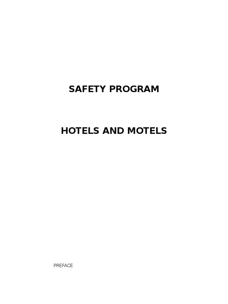 Hotel Safety Program Manual | PDF | Occupational Safety And Health | Safety
