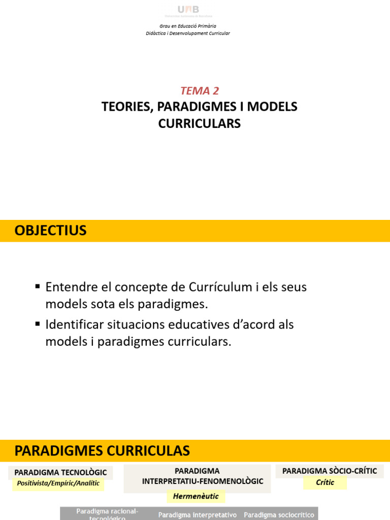 Tema_2-Paradigmes-i-Models Curriculars | PDF