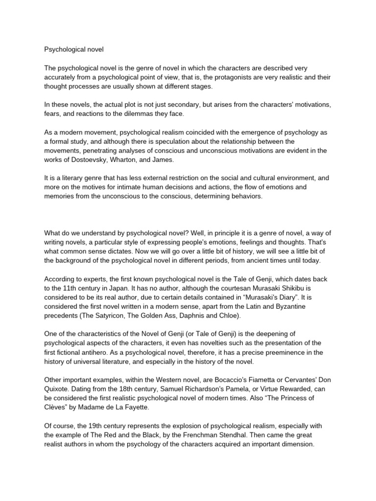 Psychological Novel | PDF | Novels | Psychology