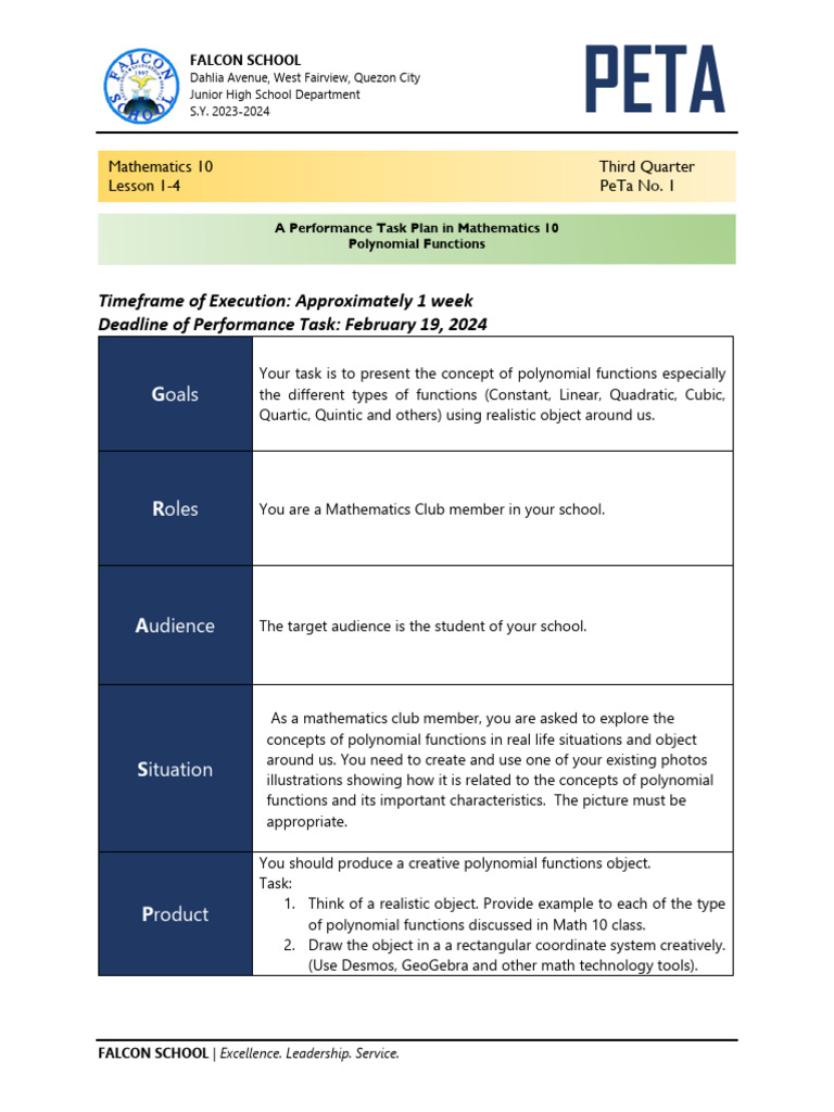 Math 10 Peta 3rd Quarter | PDF | Polynomial | Mathematics