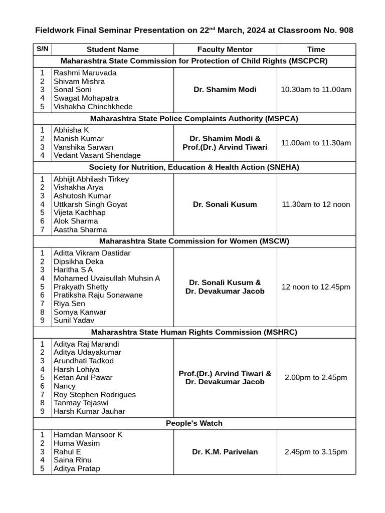 Fieldwork Final Seminar Presentation | PDF