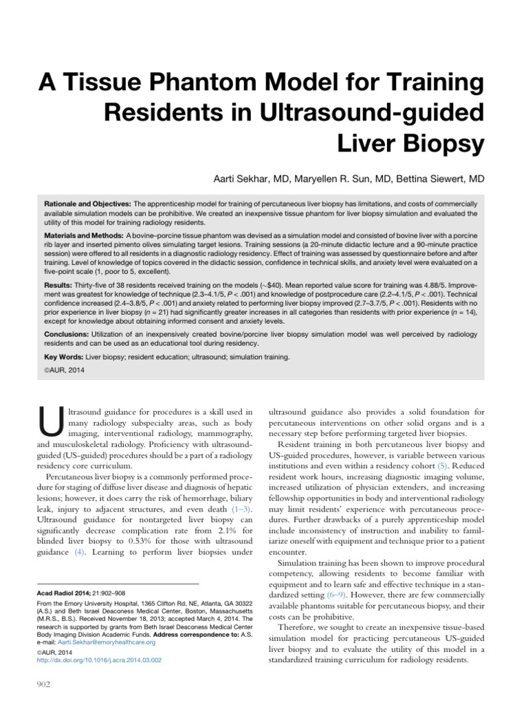A Tissue Phantom Model For Training | PDF | Biopsy | Medicine