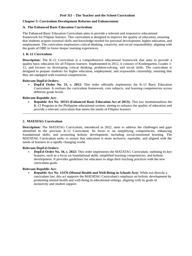 Curriculum Development and Enhancements | PDF | Curriculum | Teachers