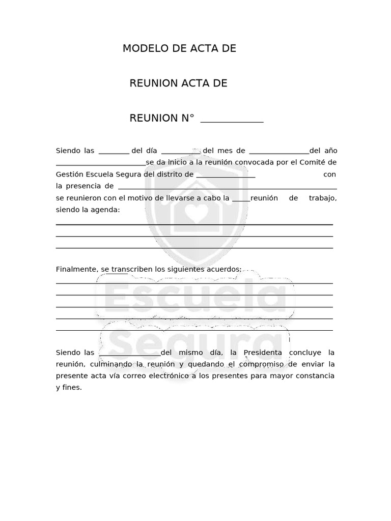 9 Modelo de Acta de Reunion | PDF