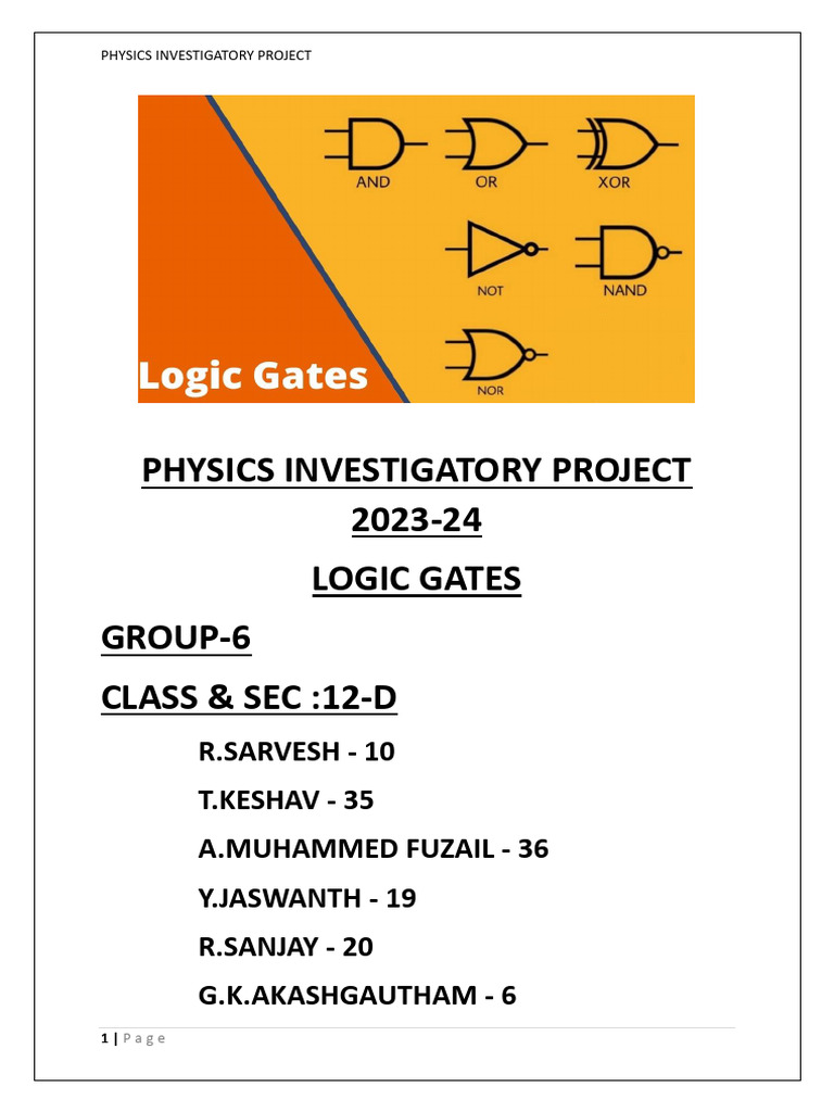 Physics Investigatory Project | PDF | Logic Gate | Electronics