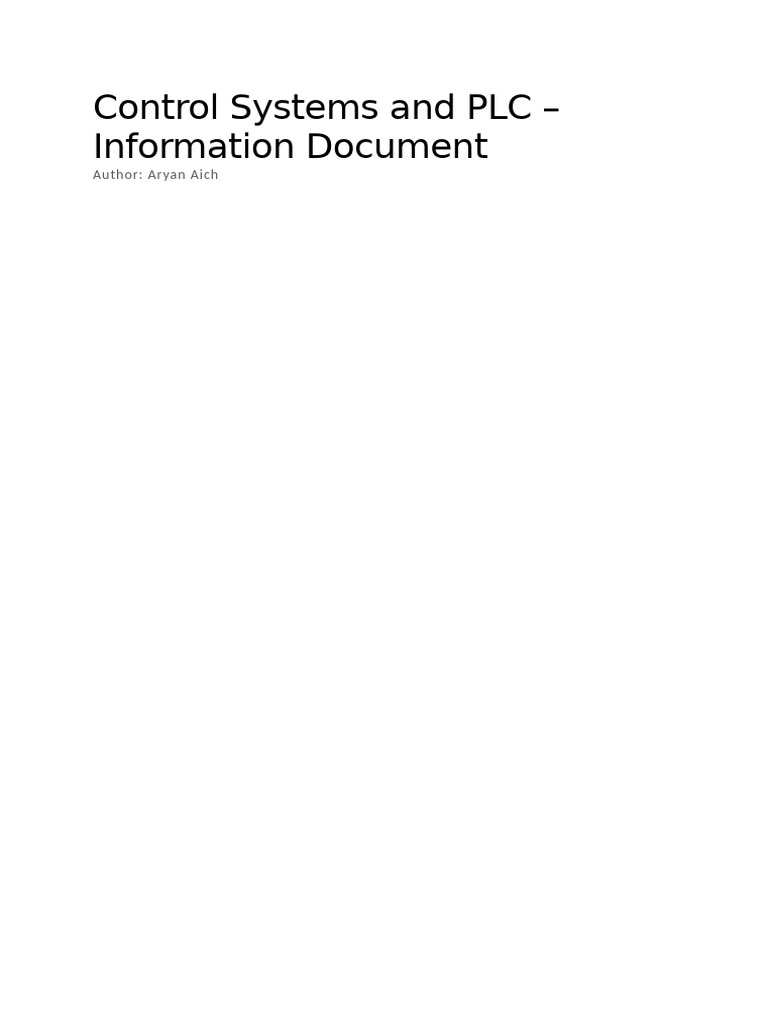 Control Systems and PLC - Information Document | PDF | Control Theory ...