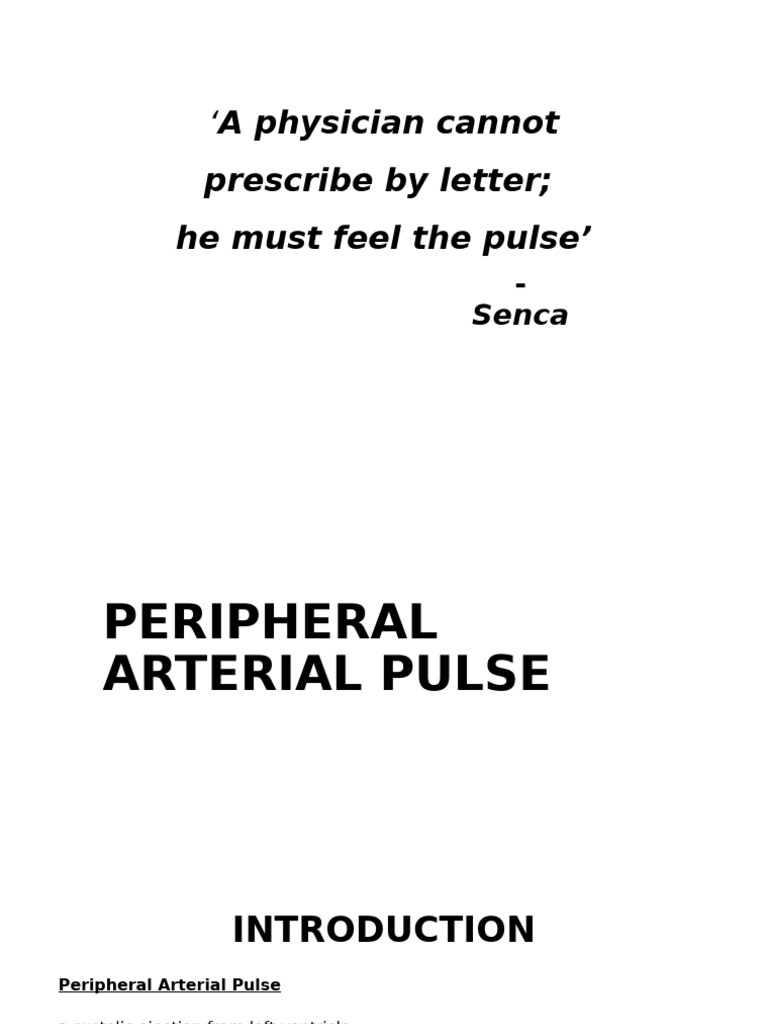 Peripheral Arterial Pulse | PDF