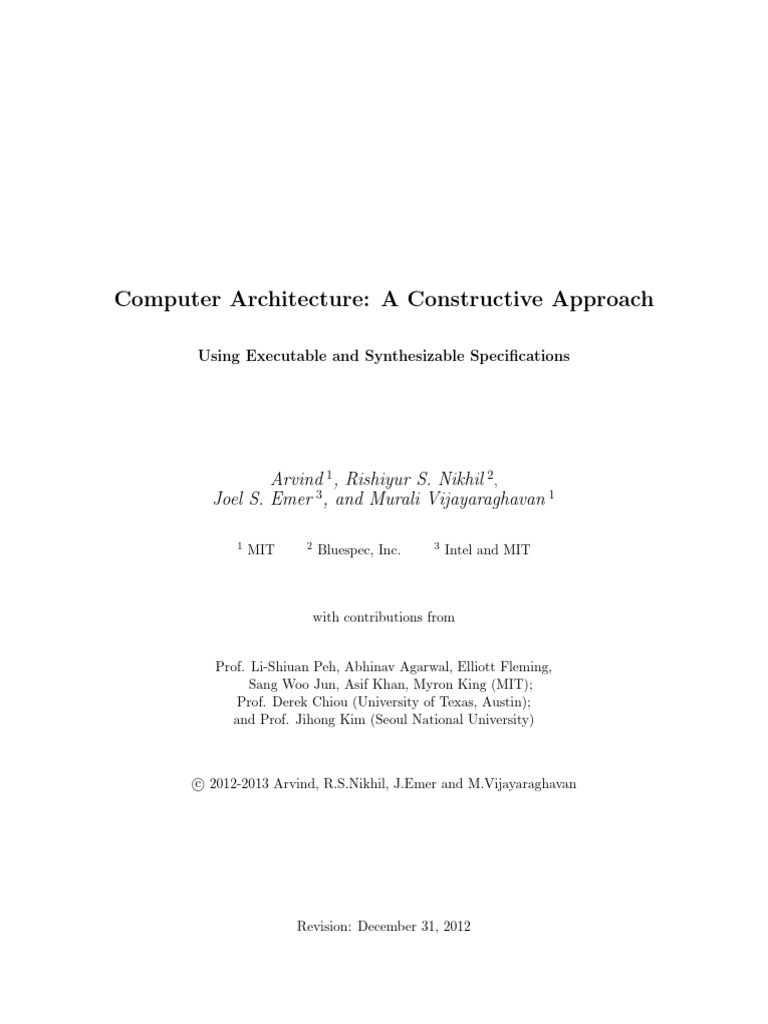 Computer Architecture A Constructive Approach | PDF | Central Processing Unit | Software Engineering