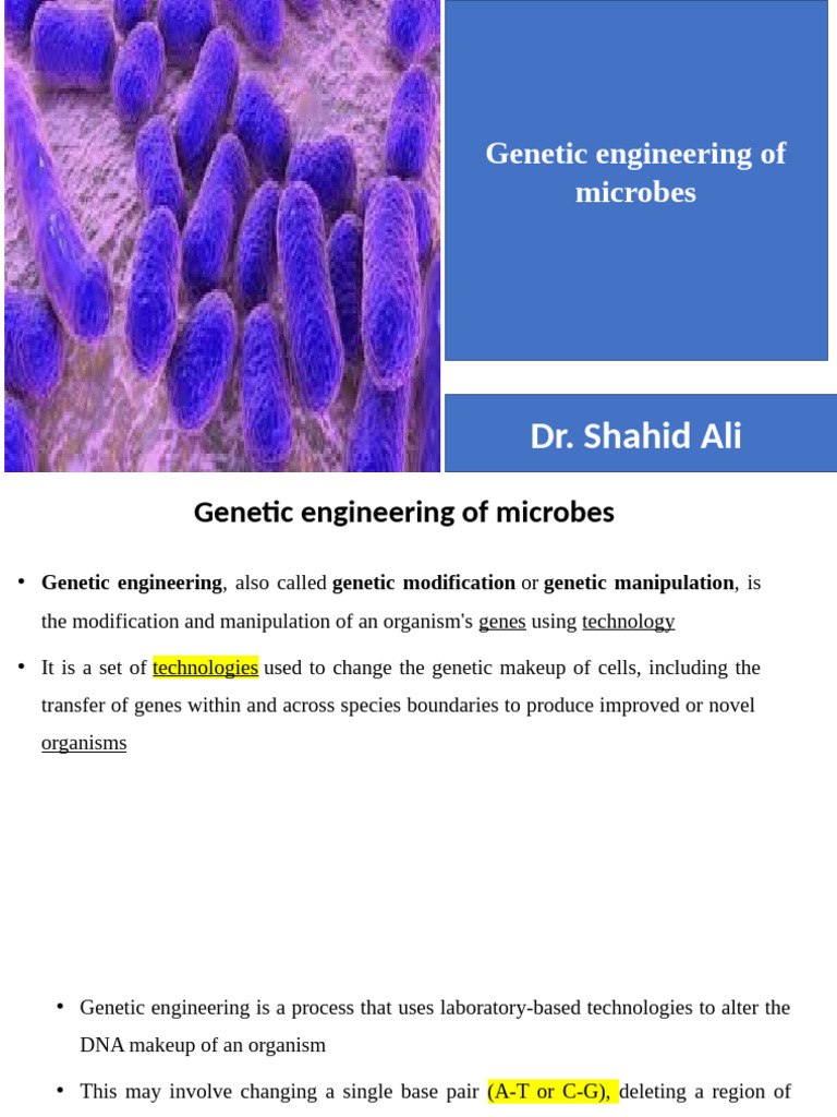 Genetic Engineering of Microbe | PDF | Genetic Engineering | Molecular Cloning
