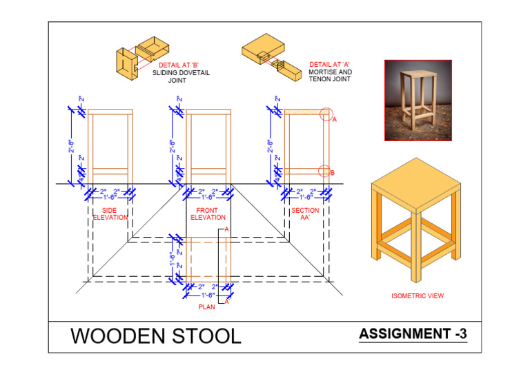 Wooden Stool Joint Details and Plans | PDF