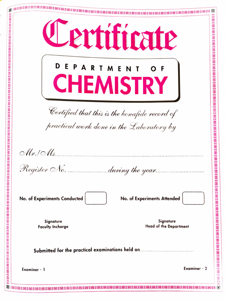 Chemistry Practical Certificate | PDF