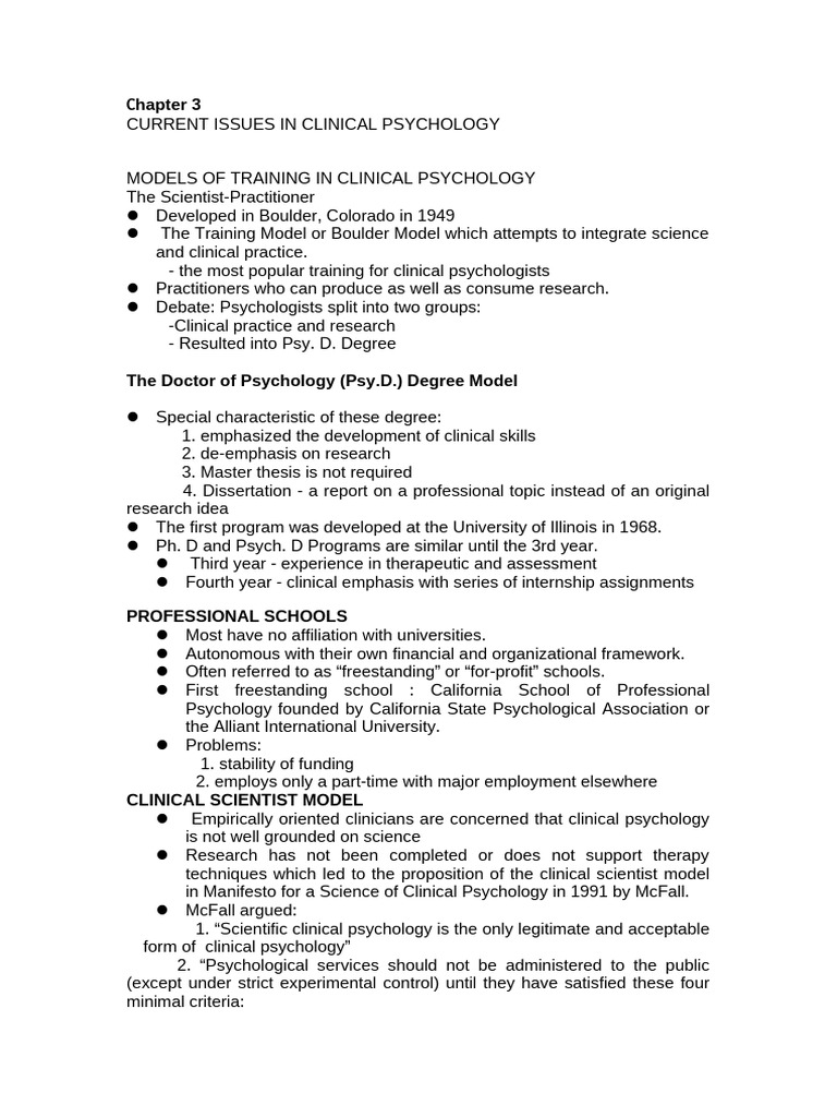 Chap3-Clinical Psych | PDF | Psychologist | Clinical Psychology