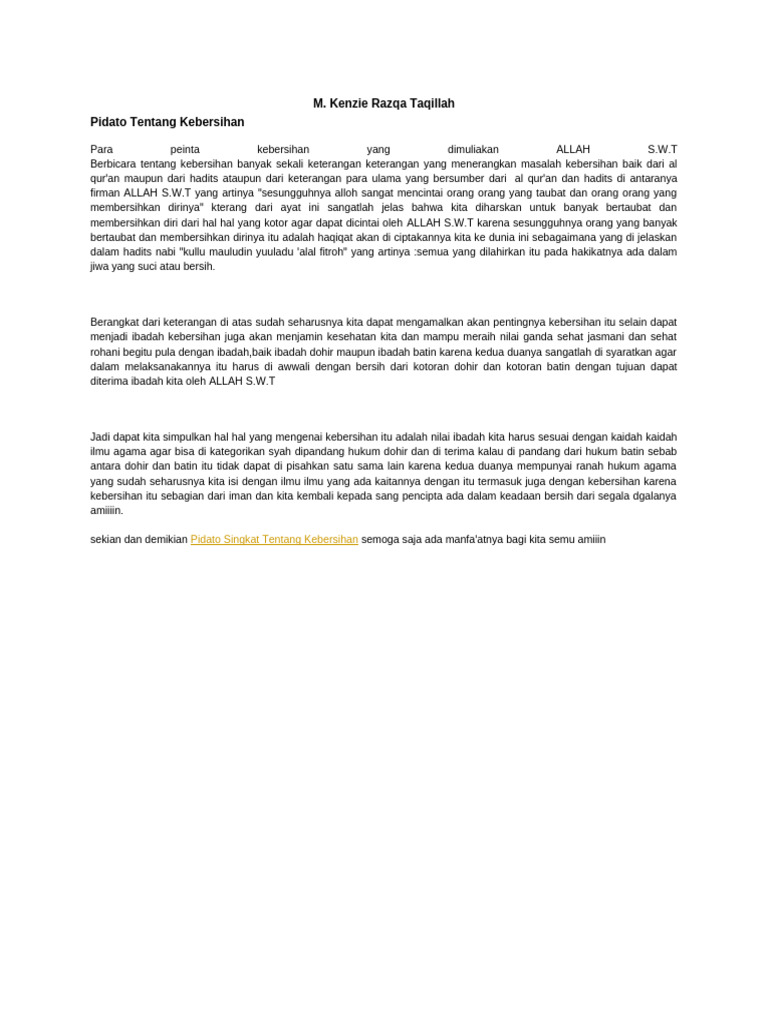 404070714-Contoh-Pidato-Singkat-Tentang-Kebersihan-docx | PDF