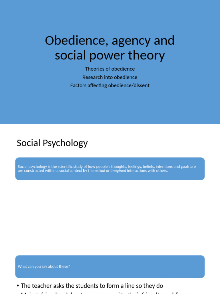 Obedience and Social Influence Theories | PDF | Conformity | Psychology