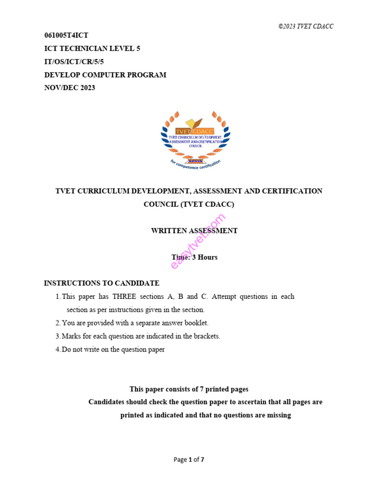 Cdacc Exam Comp Program | PDF | Computer Program | Programming