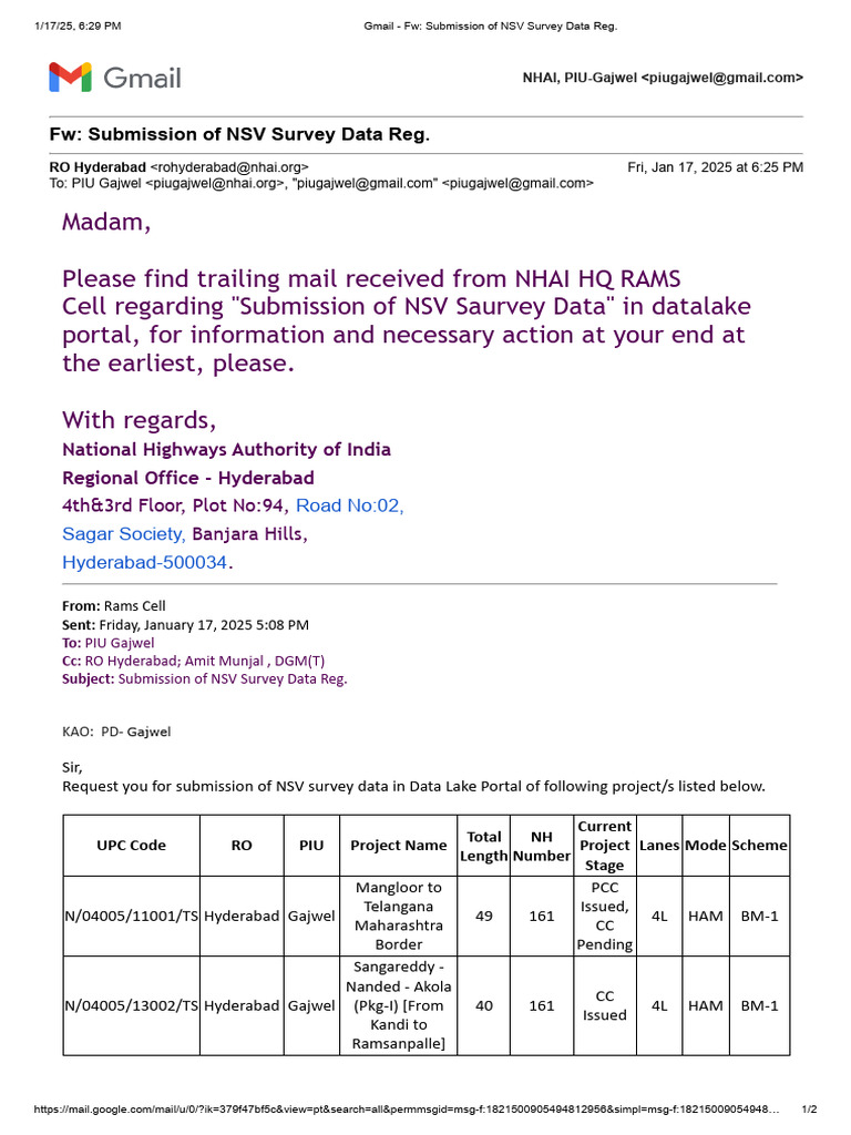 NSV Survey Data Submission Request | PDF | Road Transport | Road