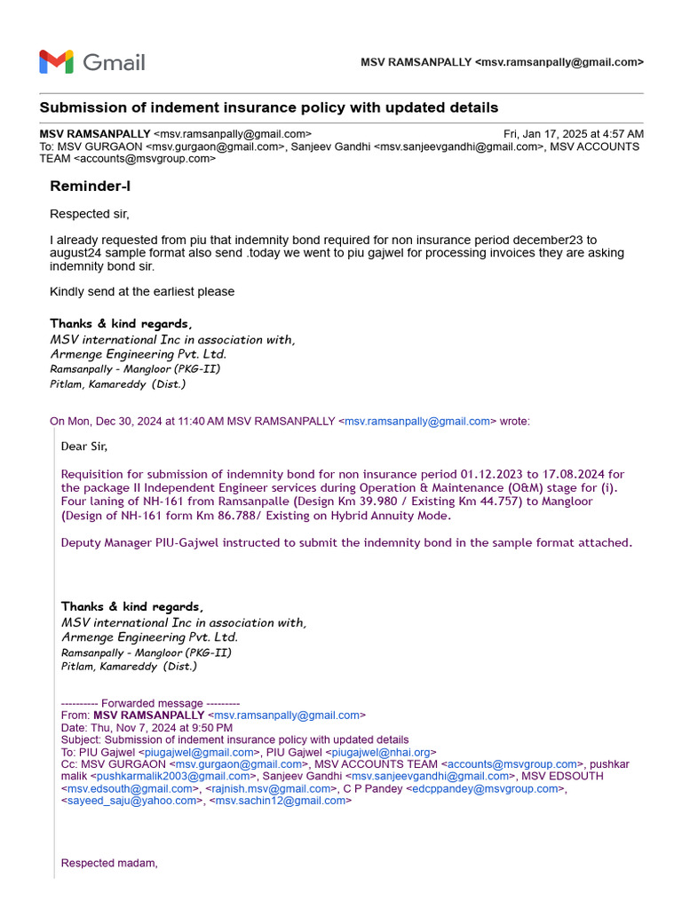 Gmail - Submission of Indement Insurance Policy With Updated Details ...