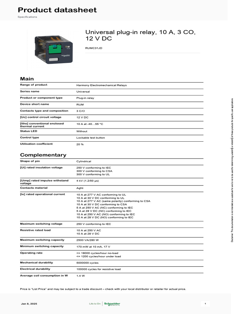 12V DC Universal Plug-in Relay 10A | PDF | Relay | Alternating Current