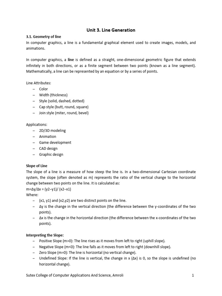 Unit 3-Line generation | PDF | Line (Geometry) | Mathematics