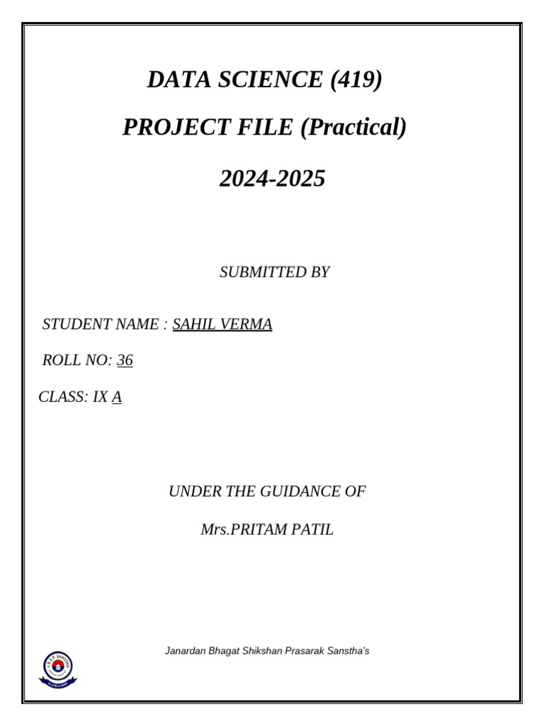 Name-Sahil Verma Class-9thA Data Science Assignment | PDF | Computer Security | Security