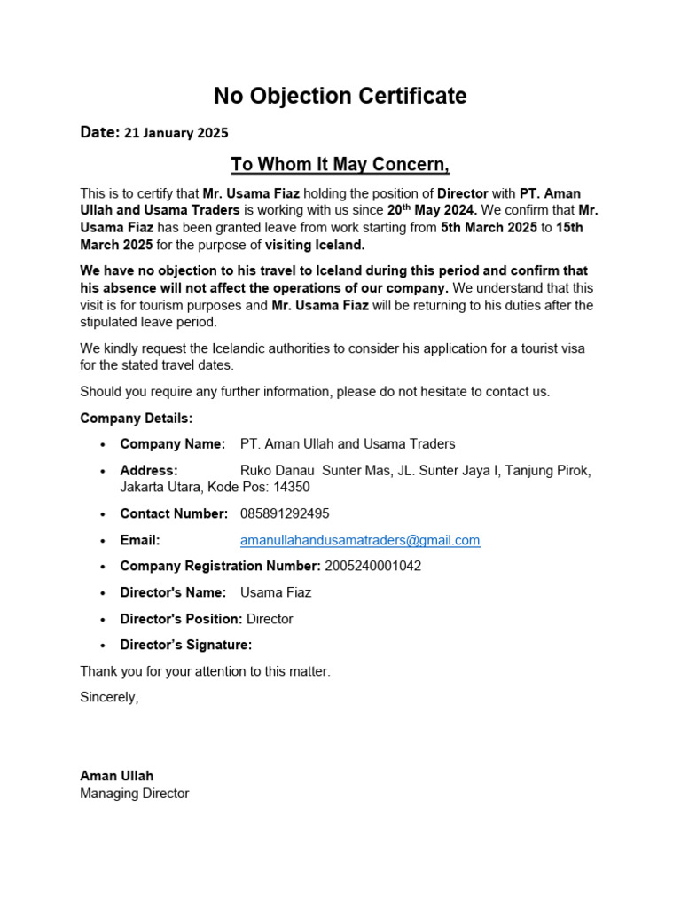 No Objection Certificate | PDF