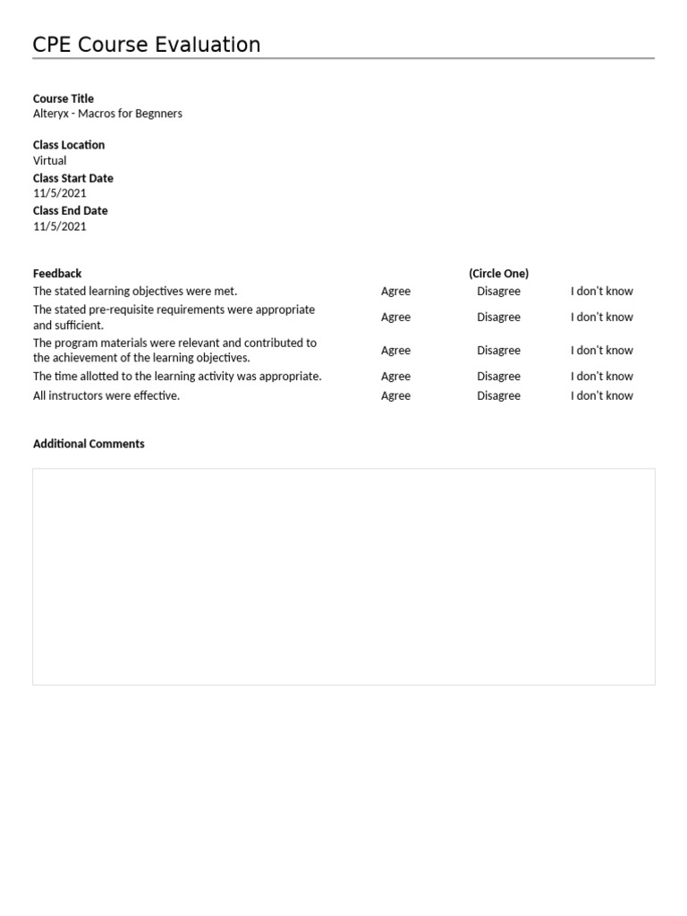 Alteryx - Macros For Beginners - Course Evaluation | PDF