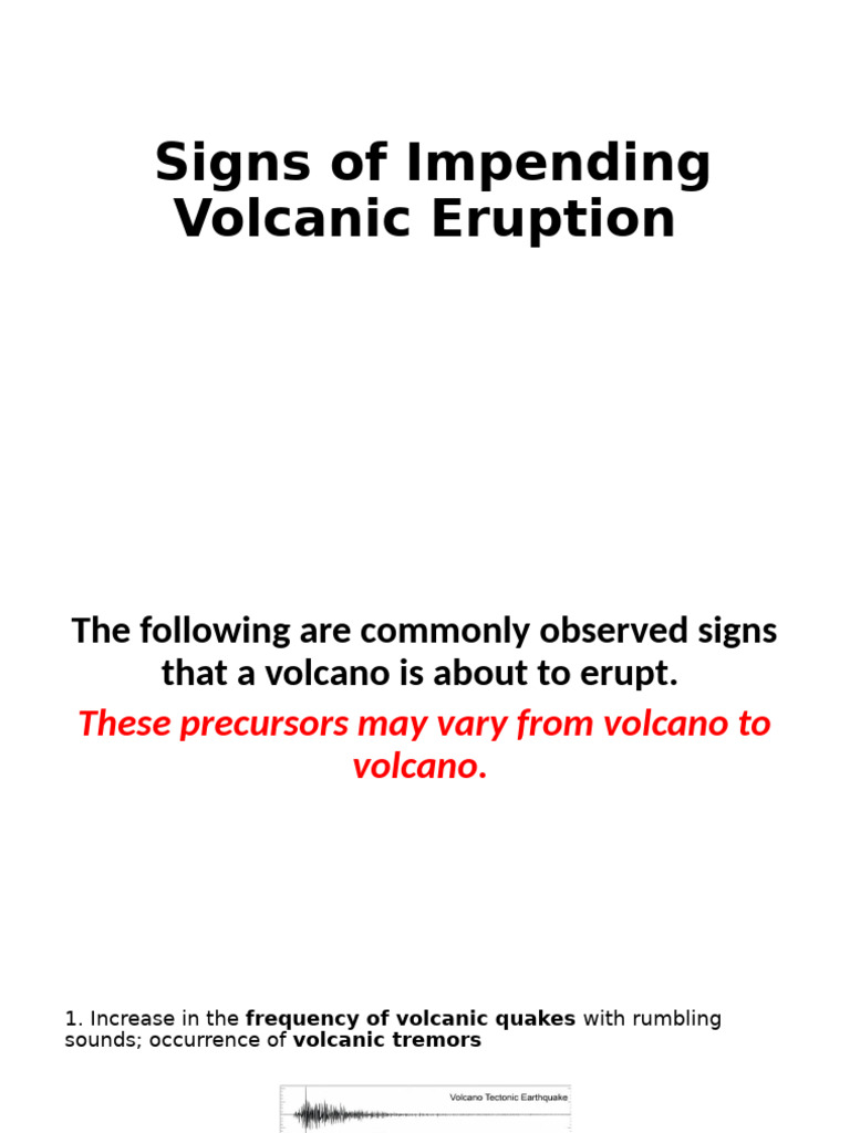 13 Signs of Impending Volcanic Eruption | PDF | Volcano | Geological Hazards