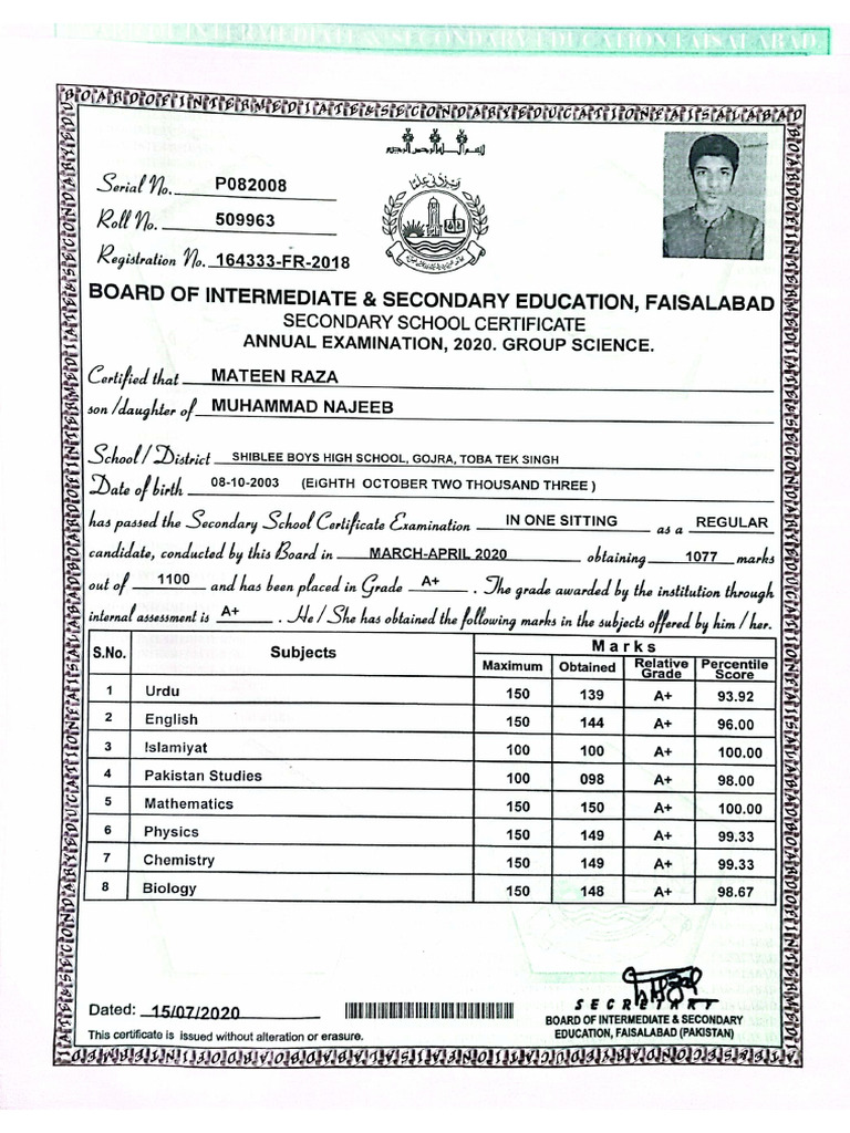 Matric Sanad Mine | PDF