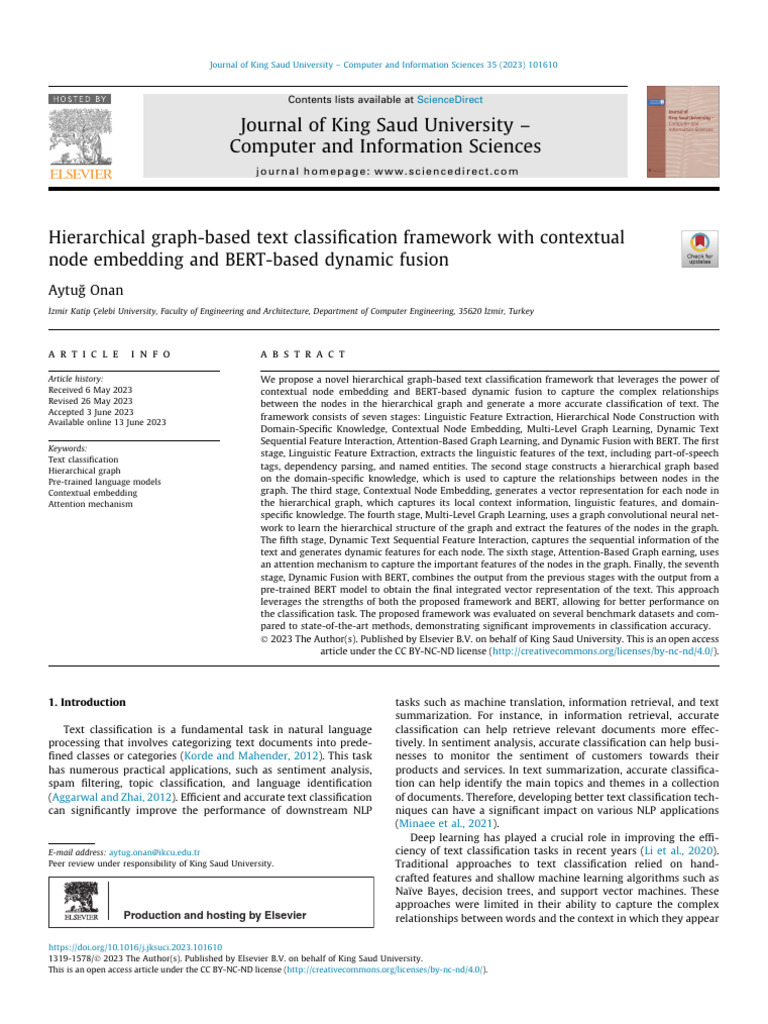 Hierarchical Graph-Based Text Classification Framework With Contextual | PDF | Deep Learning ...