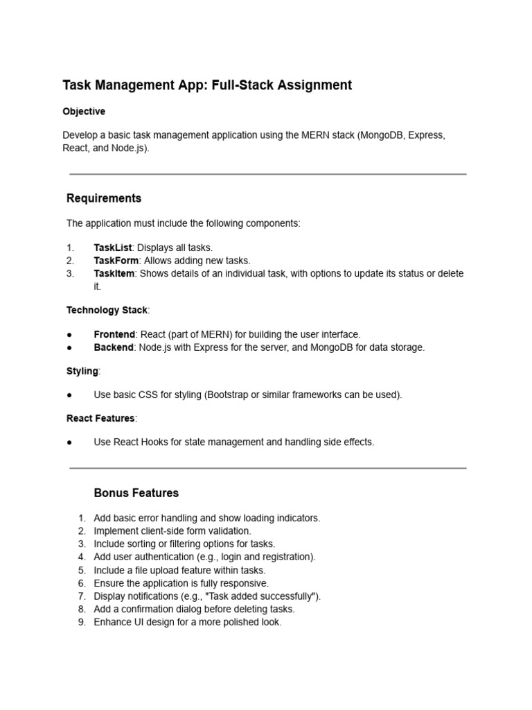 MERN Stack Task Management App Guide | PDF