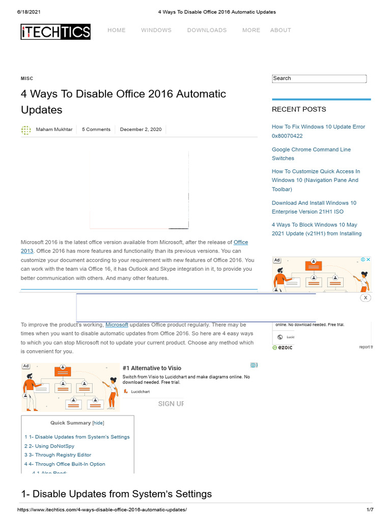 4 Ways To Disable Office 2016 Automatic Updates | PDF | Windows ...