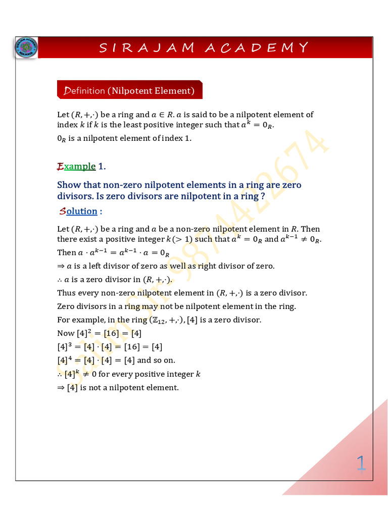 Problem of Ring Theory PDF | PDF | Ring (Mathematics) | Integer