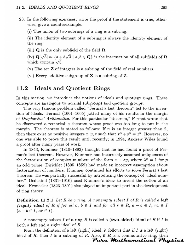 Ideal & Quotient Ring-01 | PDF