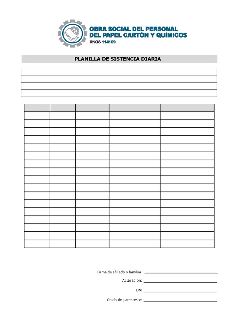 Planilla de Asistencia Diaria | PDF