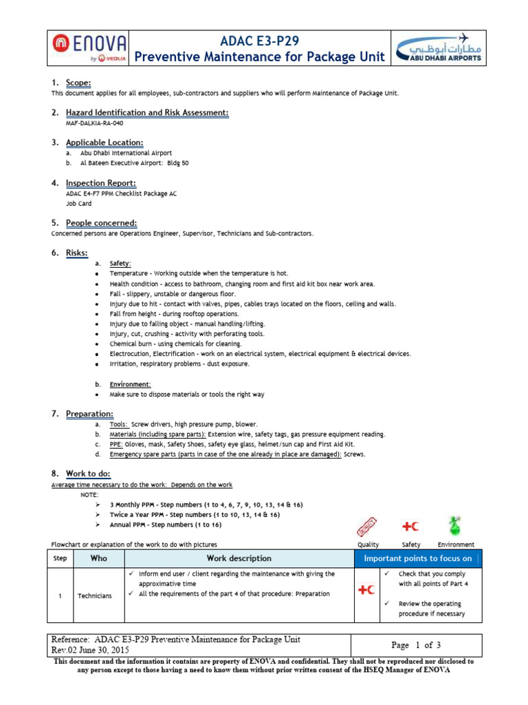 ADAC E3-P29 Preventive Maintenance Package Unit R2 | PDF | Personal ...