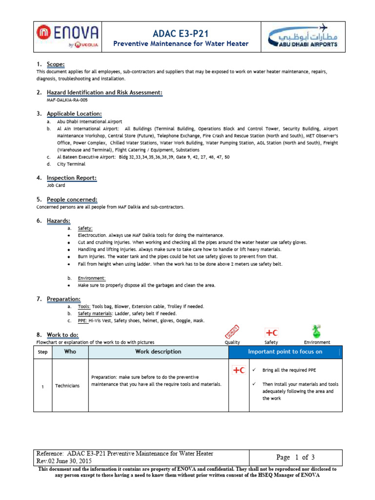 ADAC E3-P21 Water Heater R2 | PDF | Water Heating | Personal Protective ...