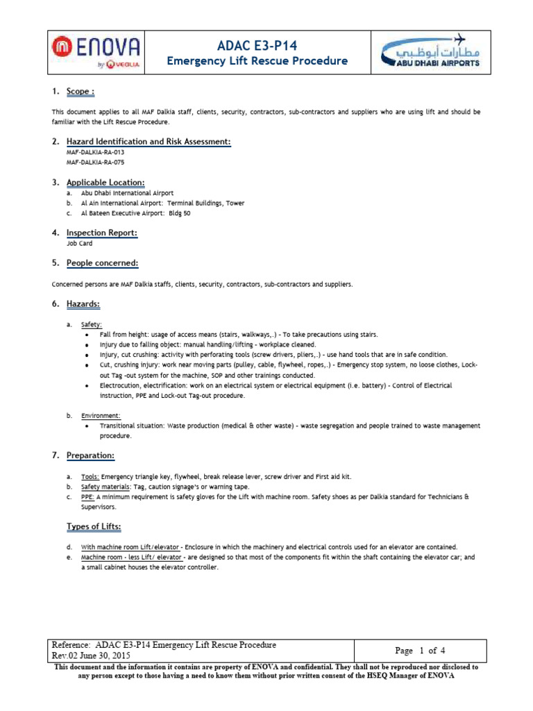 Emergency Lift Rescue Procedures | PDF | Elevator | Safety