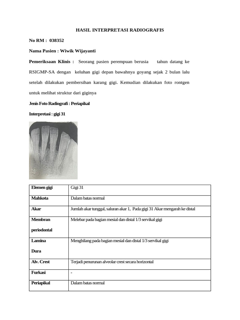 Hasil Interpretasi Radiografis | PDF
