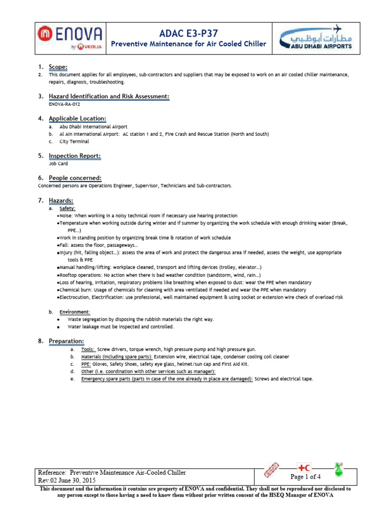 Air-Cooled Chiller Maintenance Guide | PDF | Personal Protective ...