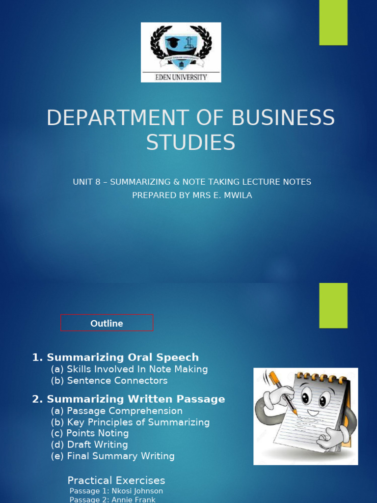Unit 9 - Summarizing Note Taking | PDF | Television | Anne Frank