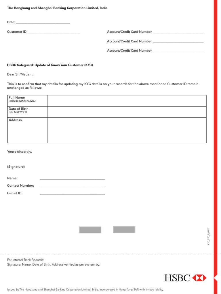Editable Kyc Customer Self Certification Form | PDF