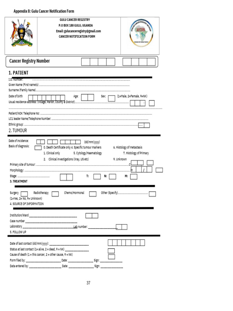 Gulu Cancer Registry - SOP PDF | PDF | Cancer | Causes Of Death