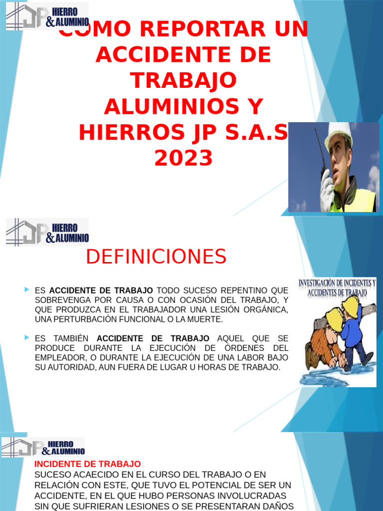 Diapositivas Como Reportar Un Accidente de Trabajo | PDF | La seguridad