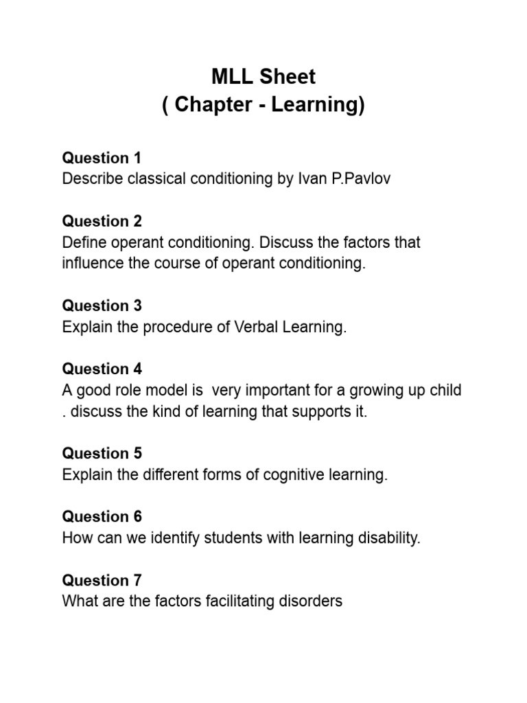 Learning Theories & Conditioning FAQ | PDF