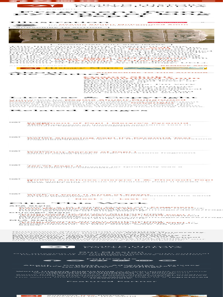 Fragment From Pyramid of King Pepi I (Illustration) - World History ...