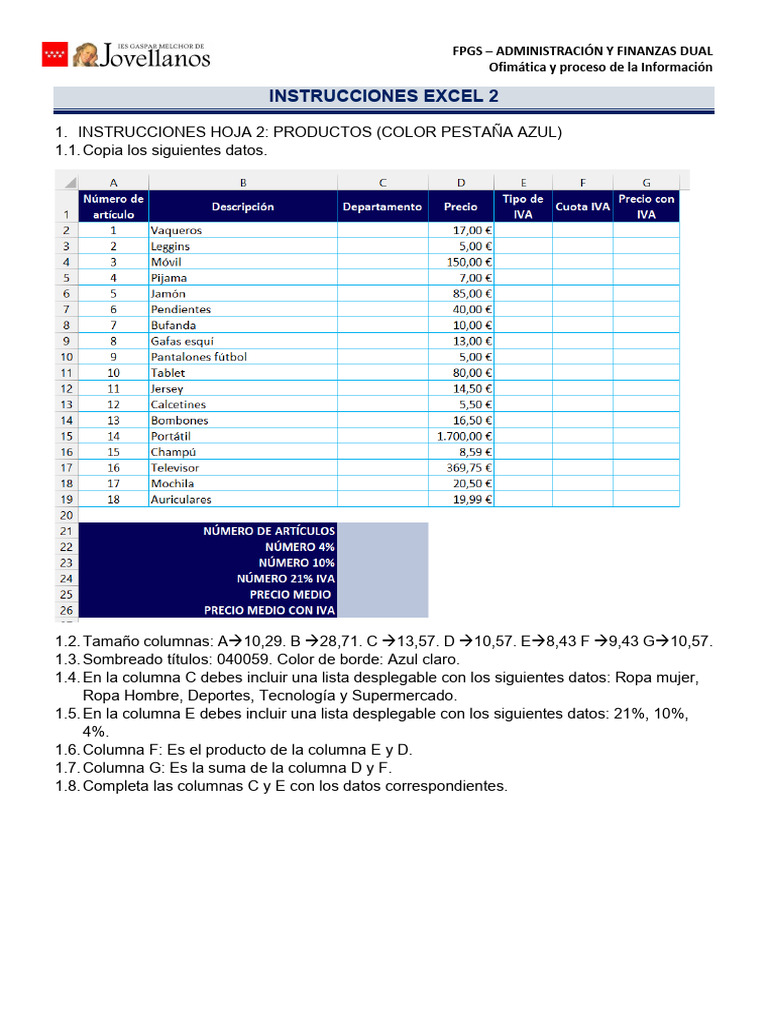 Instrucciones Excel 2 | PDF | Software de la aplicacion | Software