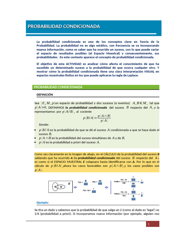 Probabilidad Condicionada | PDF | Probabilidad | Conceptos matemáticos