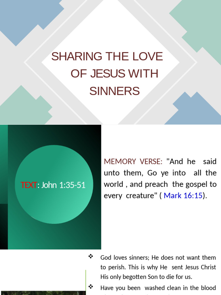 Evangelism: Sharing Jesus' Love | PDF | Jesus | Sin