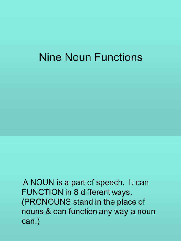 Nine Noun Functions | PDF